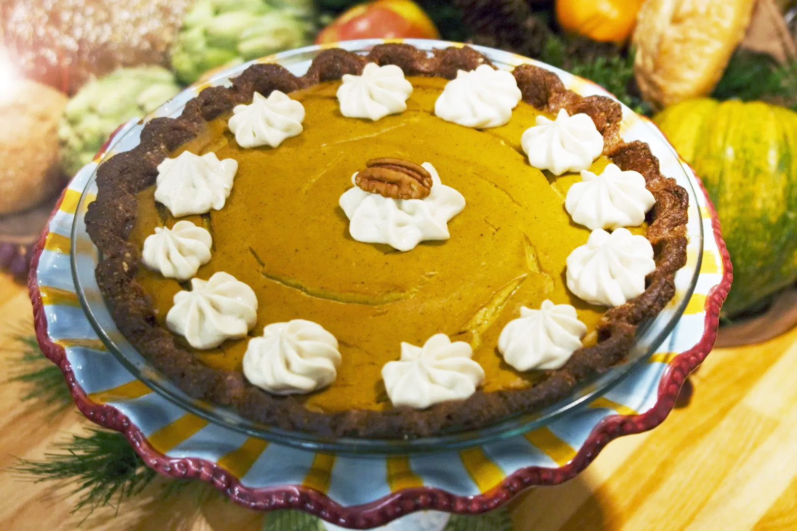 Pumpkin Pie with Date-Nut Crust - Jazzy Vegetarian - Vegan and Delicious!