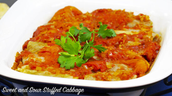 Sweet and Sour Stuffed Cabbage - Jazzy Vegetarian - Vegan and Delicious!