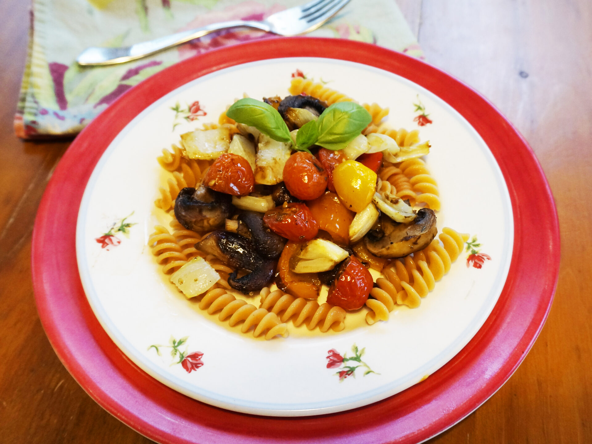 Red Lentil Rotini with Roasted Vegetable Medley - Jazzy Vegetarian ...